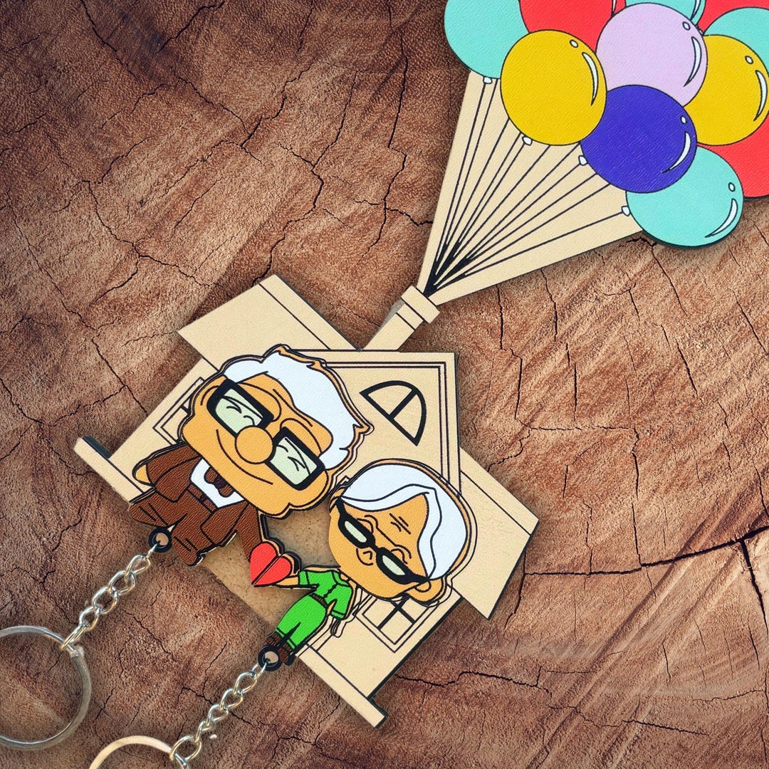 Wooden up Movie Key Holder, Carl and Ellie, Disney Pixar Wall ...