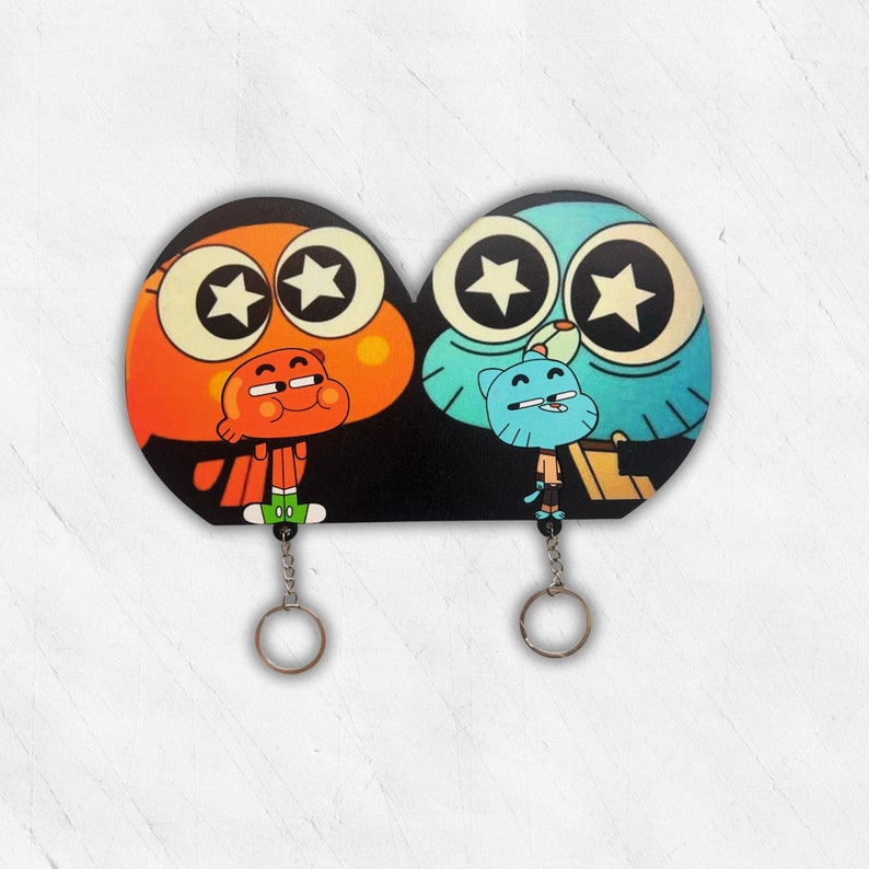 Gumball Watterson and Darwin Themed Wooden Keychain Holder, Handmade ...