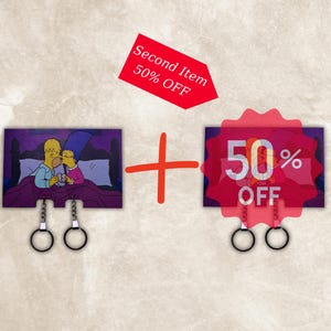 Simpsons Key Holder, Homer and Marge Dancing, Handmade Keychain, Wooden ...