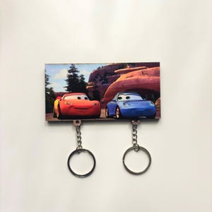 Cars Movie Key Holder, Lightning Mcqueen and Sally Keychains, Disney ...