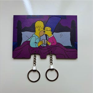 Simpsons Keychain Holder, Homer and Marge Dancing, Handmade Wooden Wall ...