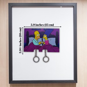 Simpsons Key Holder, Homer and Marge Dancing, Handmade Keychain, Wooden ...