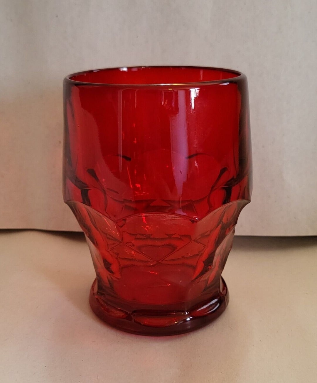Set of 2 Vintage Viking Glass Ruby Red Georgian Water Tumblers Cups 4 ...