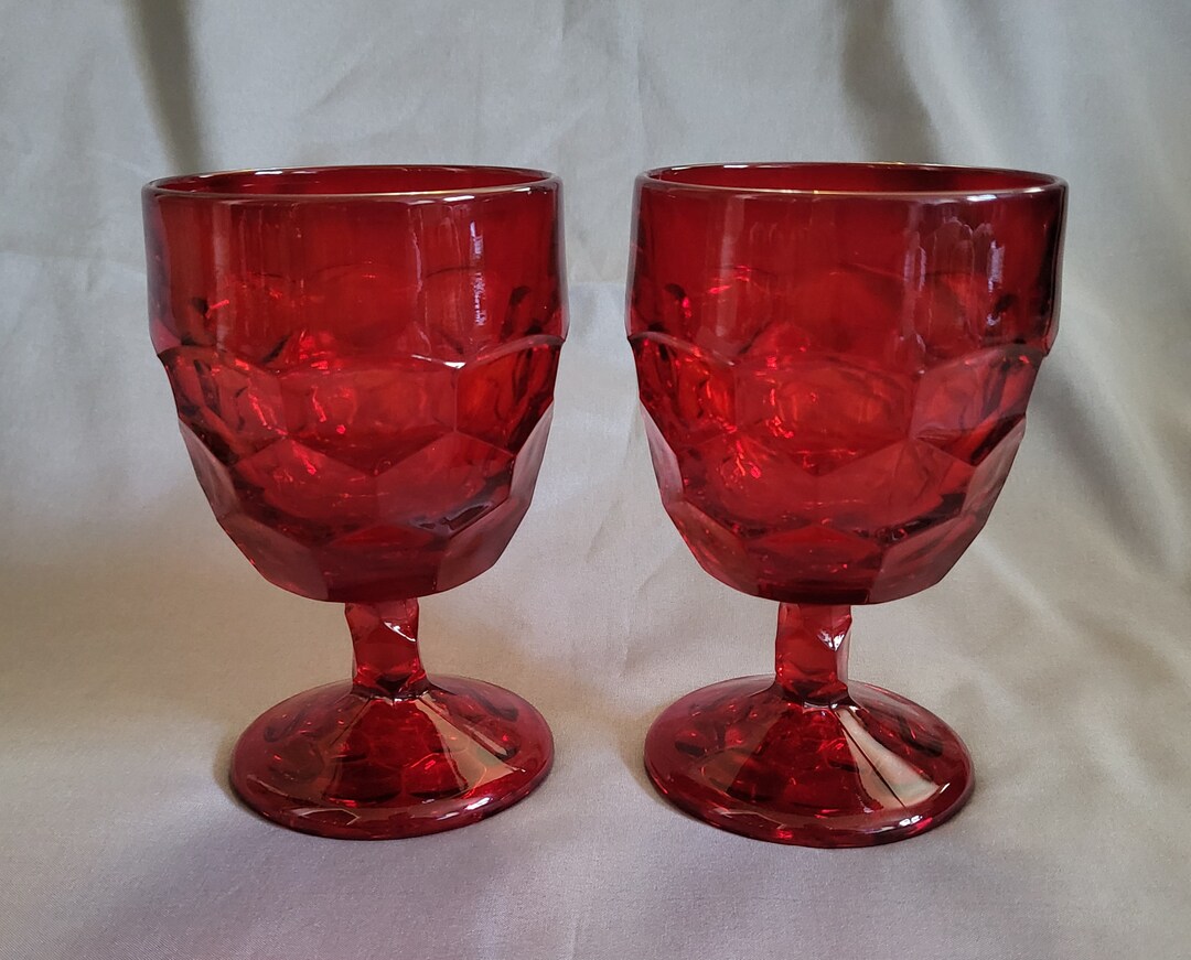 Vintage Viking Glass Water Iced Tea Goblets | Set of 2 | Ruby Red ...