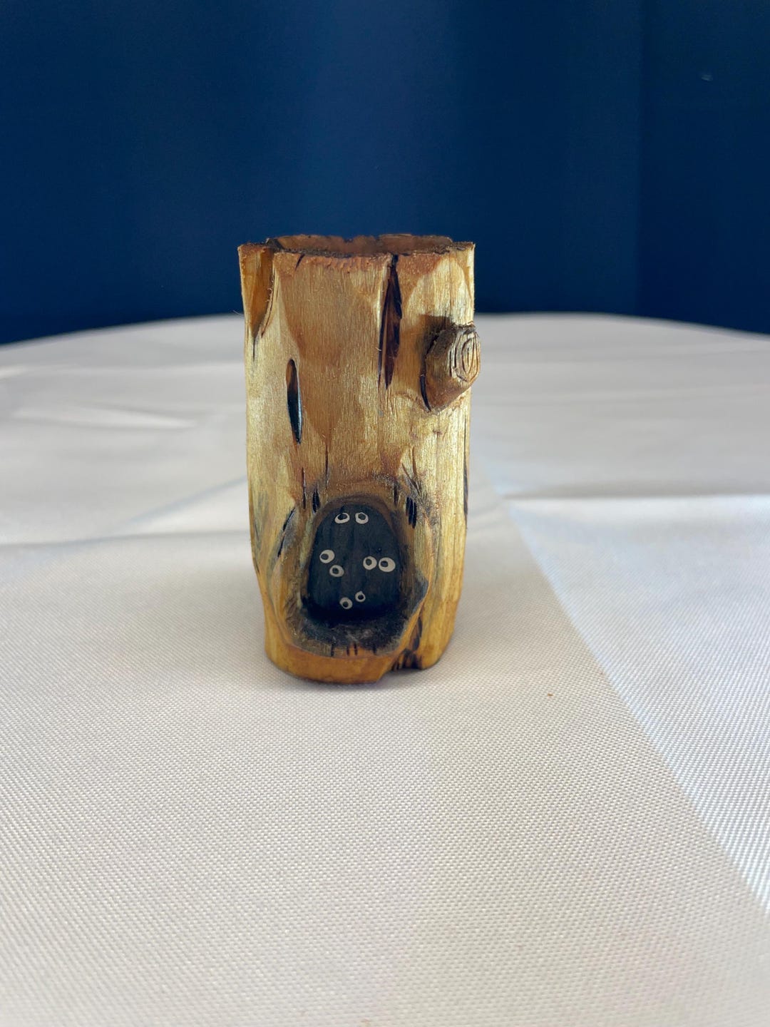 Standing Halloween Log Carving | Spooky Peekaboo Decor | Rustic ...