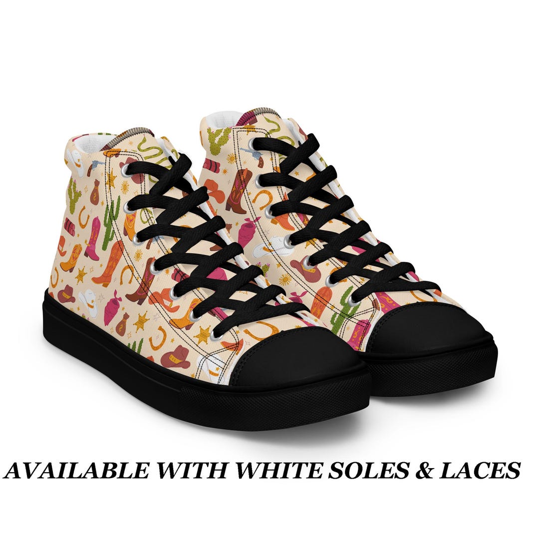 Western Cowgirl High-top Sneakers Women Cowgirl Printed Rodeo Casual ...