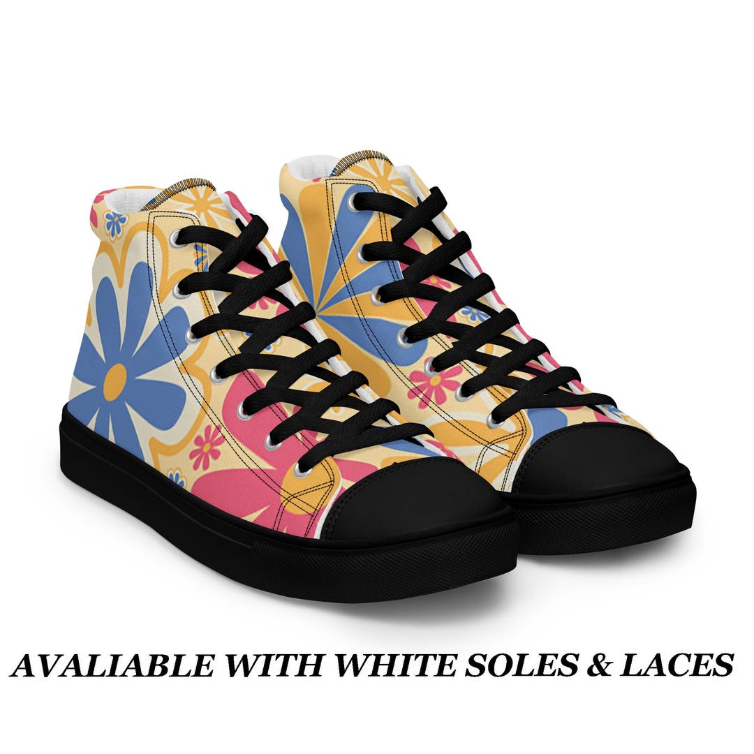 Vintage Inspired Sneakers Street Style High Top Flower Power 70s ...