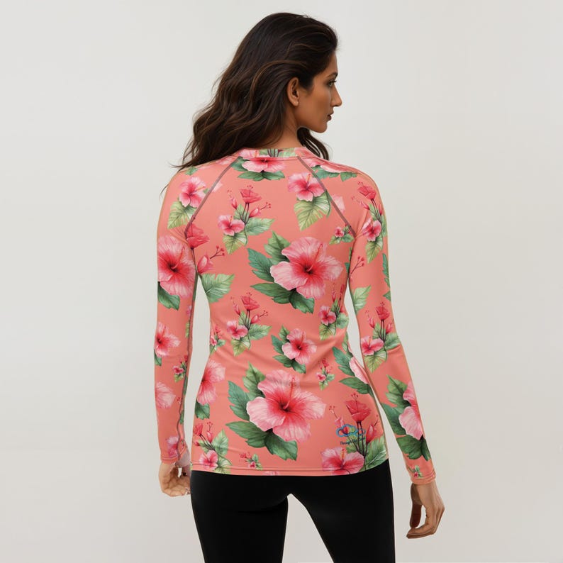 UPF 50 Rash Guard Long Sleeve Swim Shirt Beach Protection Floral ...
