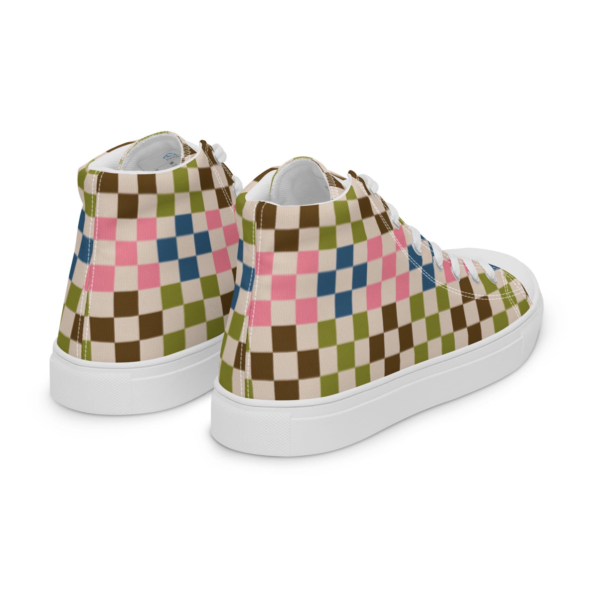 Mens Checkered High Top Sneakers Streetwear Fashion Statement Shoes ...