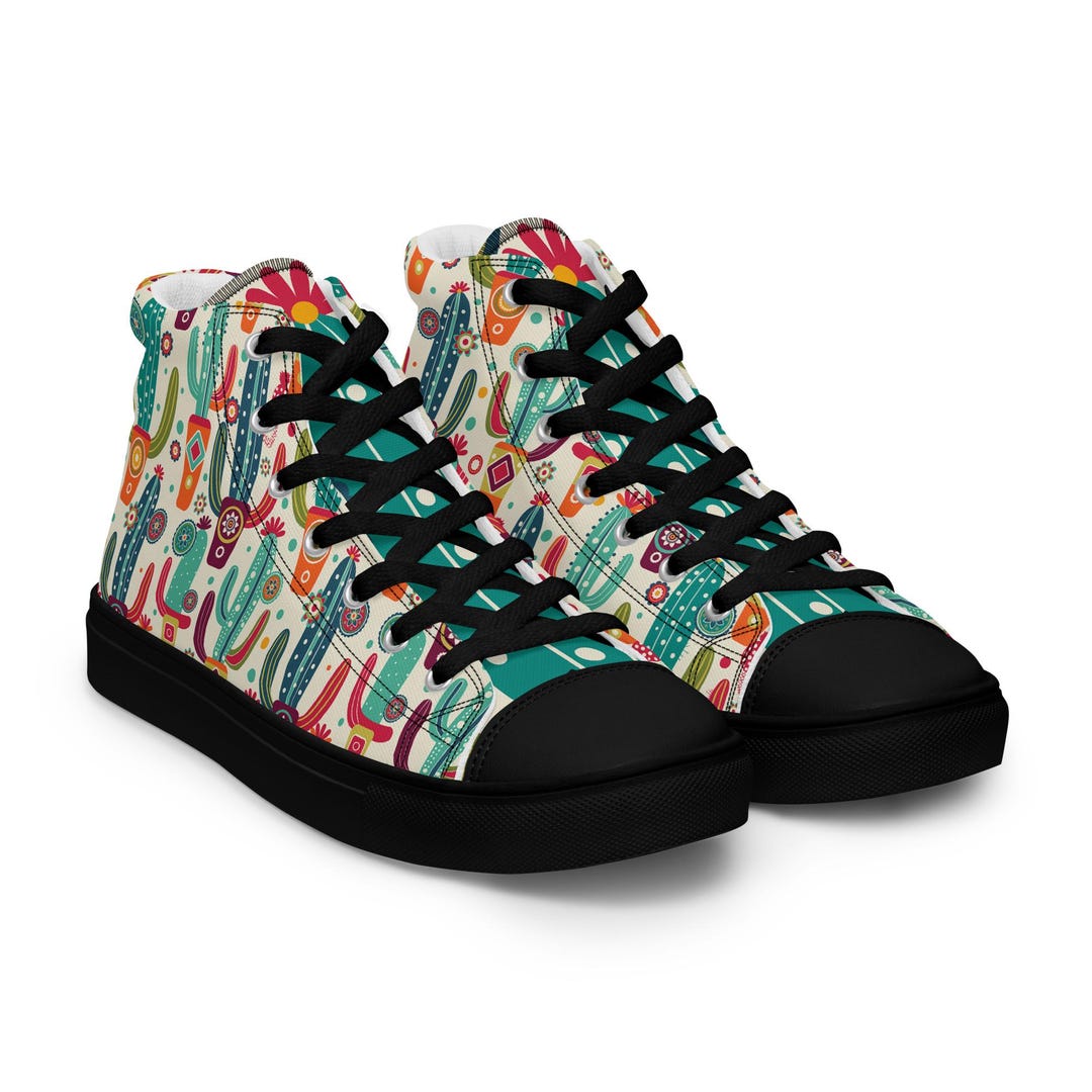Womens High Top Sneaker Cactus Print Womens Sneaker Women Athleisure ...