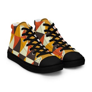 Mens Fashion Sneaker Geometric High Tops Street Style Shoes Mens Retro ...