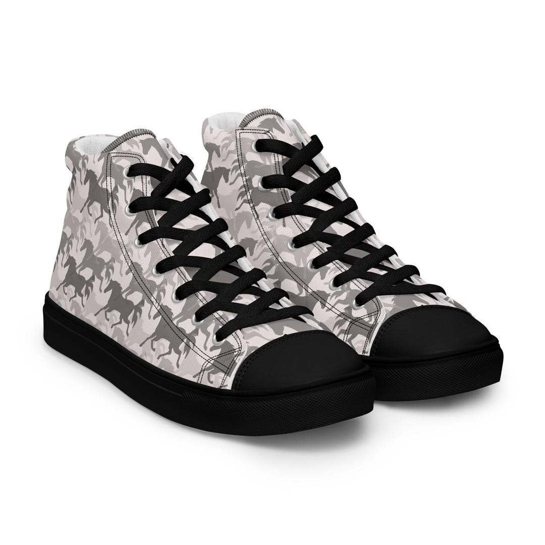 Mens High Top Sneaker Western Print Canvas Shoes for Men Athleisure ...