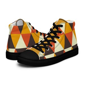 Mens Fashion Sneaker Geometric High Tops Street Style Shoes Mens Retro ...