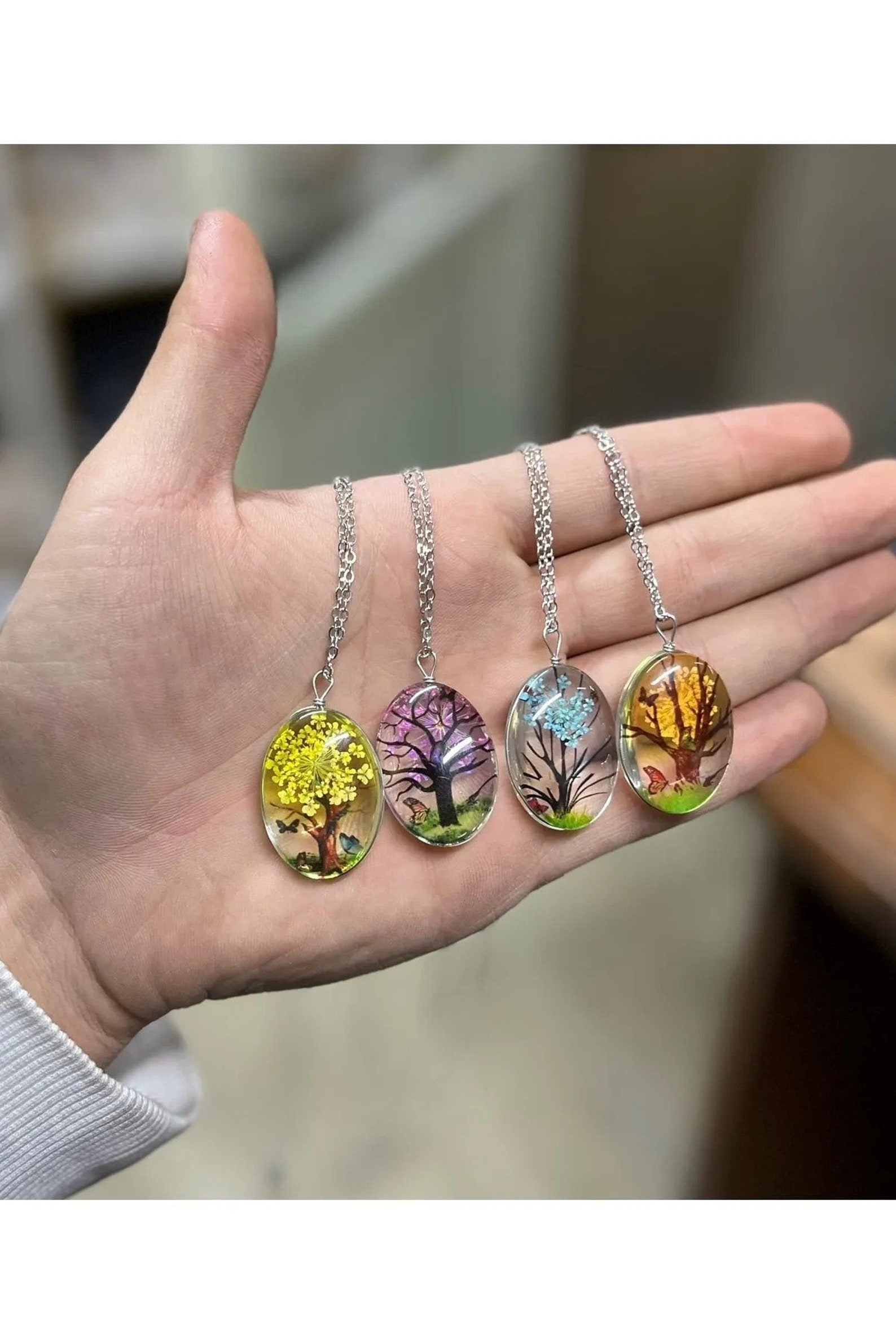 Tree of Life Epoxy Necklace With Chain, Epoxy Necklace, Necklace, Epoxy ...