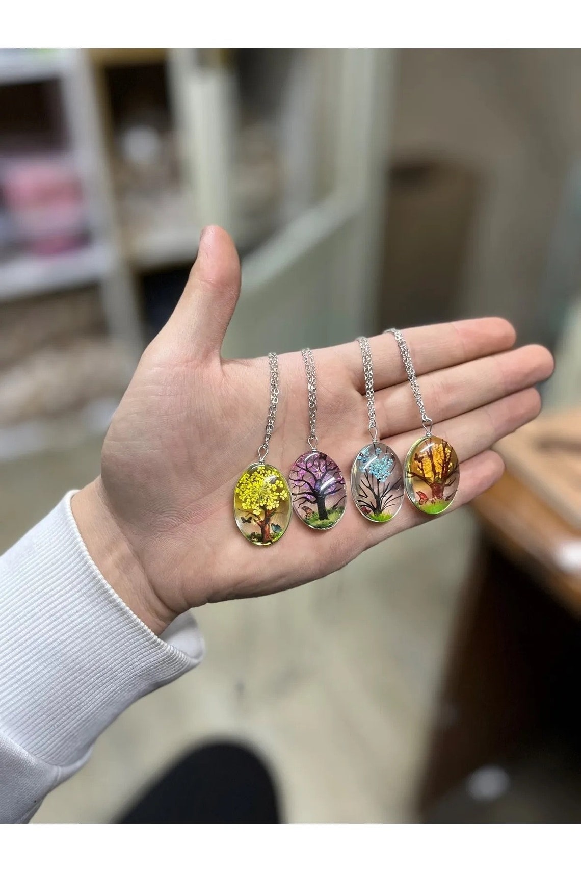 Tree of Life Epoxy Necklace With Chain, Epoxy Necklace, Necklace, Epoxy ...