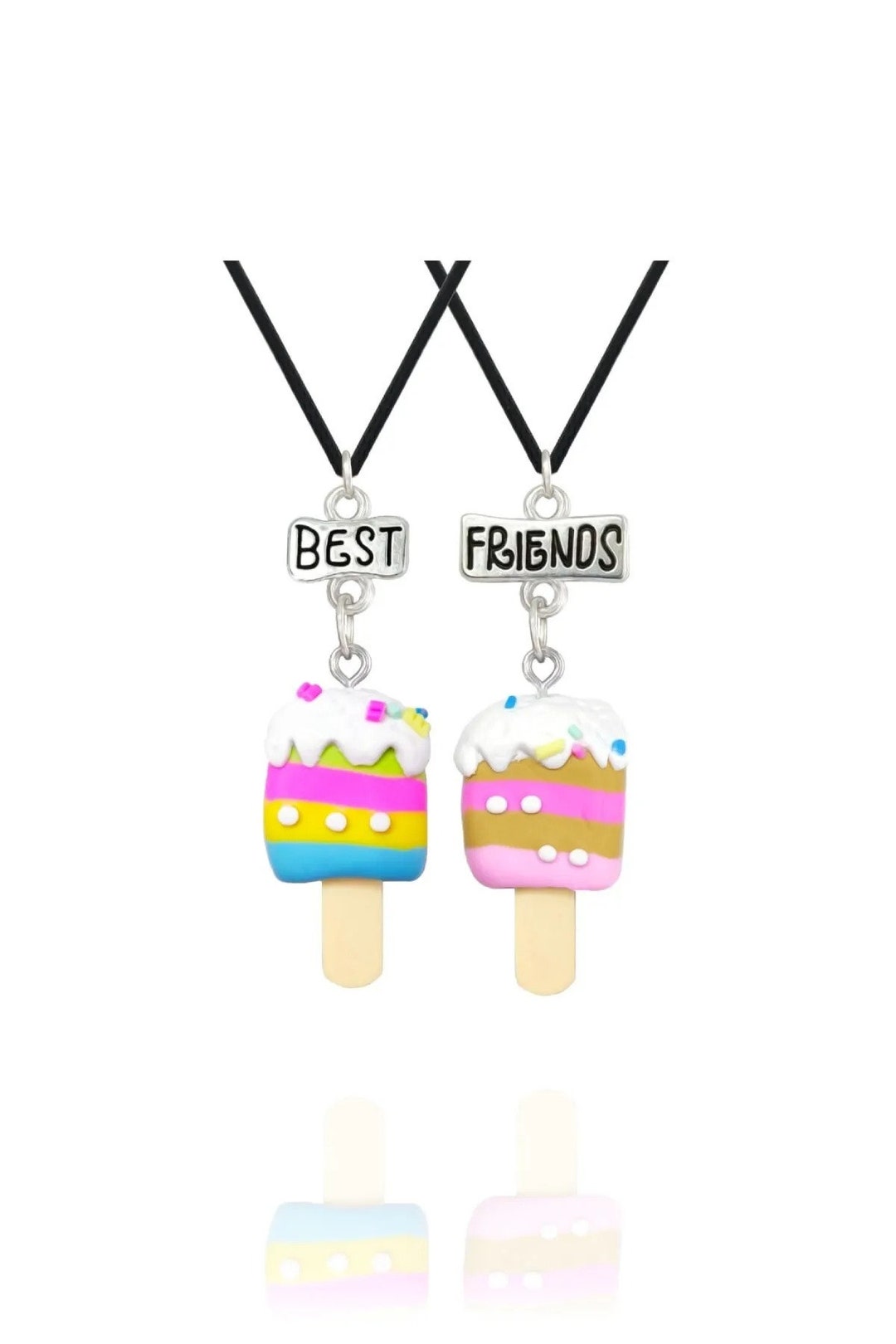 Colorful Ice Cream Best Friends 2-piece Friendship Necklace, Couple ...