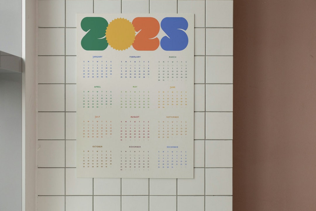 Cute and Colorful 2025 Digital Year Calendar (printable) - Etsy