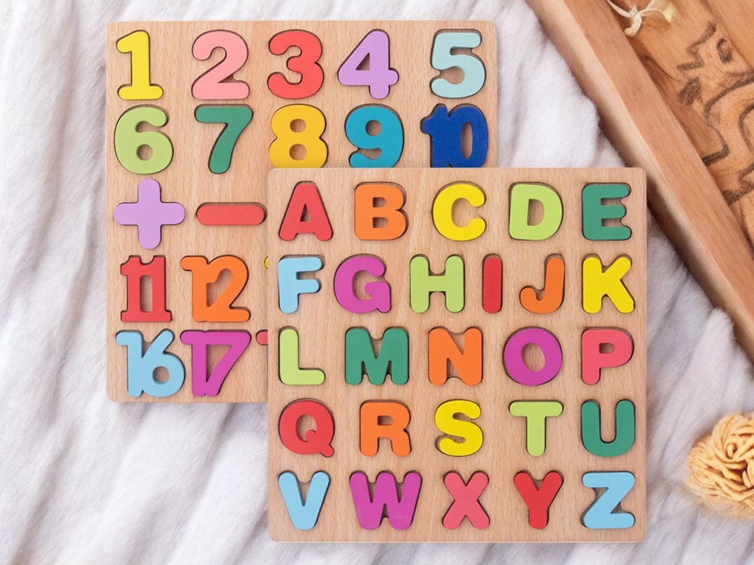 Alphabet Numbers Puzzle Set - Wooden Learning Toy - Early Education ...