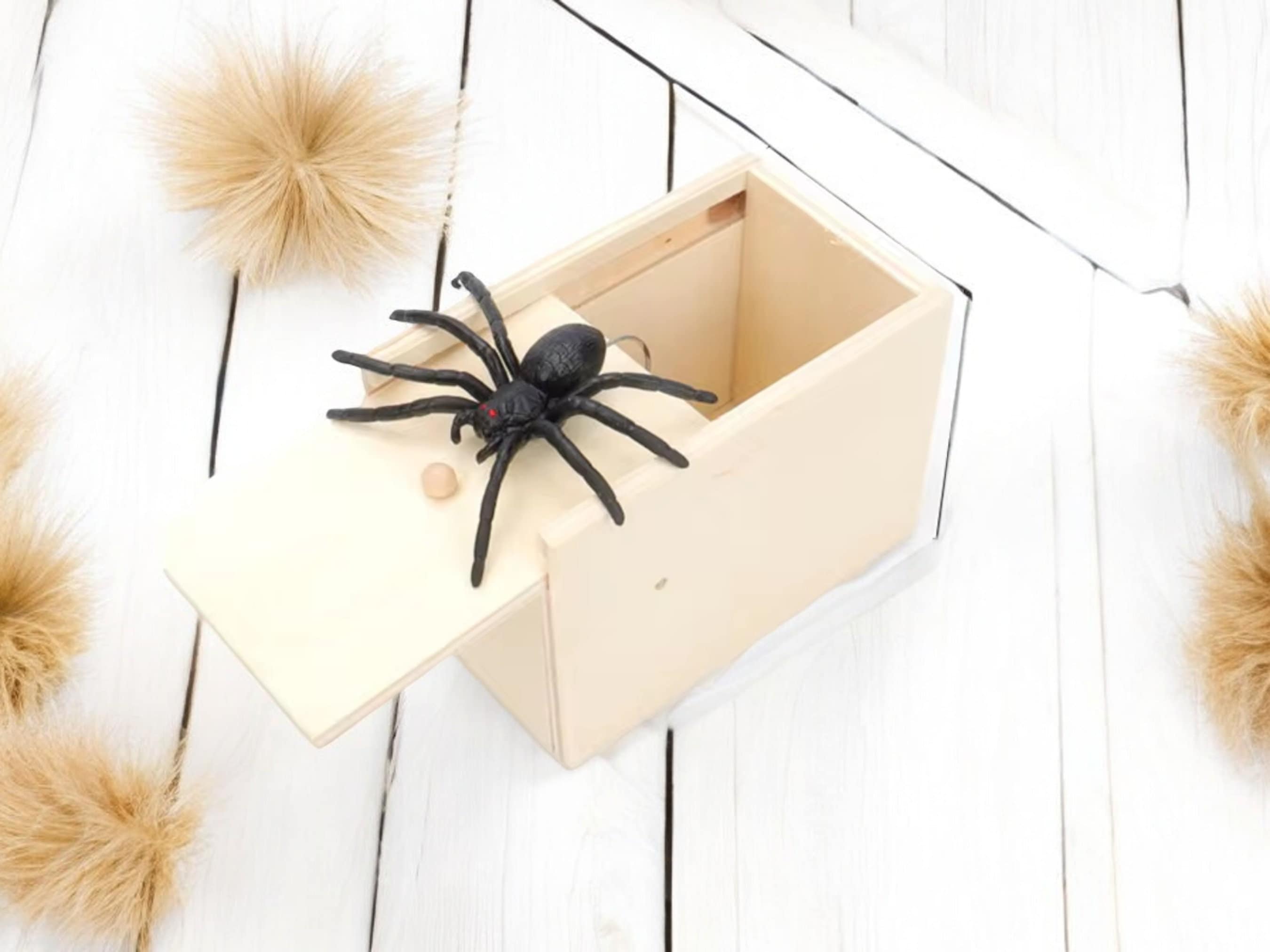 Kids Toy Spider Prank Box - Hilarious Spider Wooden Gadget - Creative ...