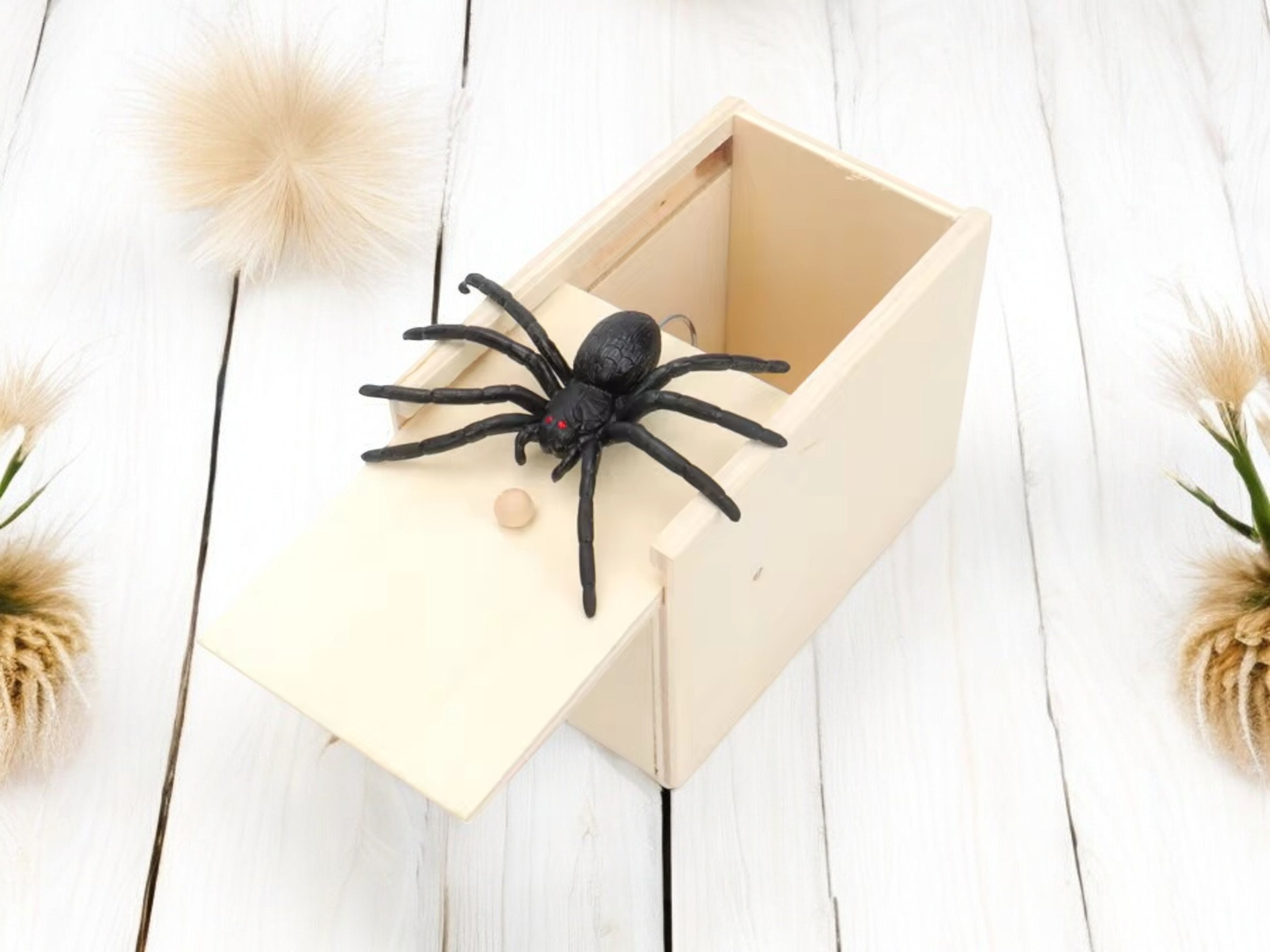 Kids Toy Spider Prank Box - Hilarious Spider Wooden Gadget - Creative ...