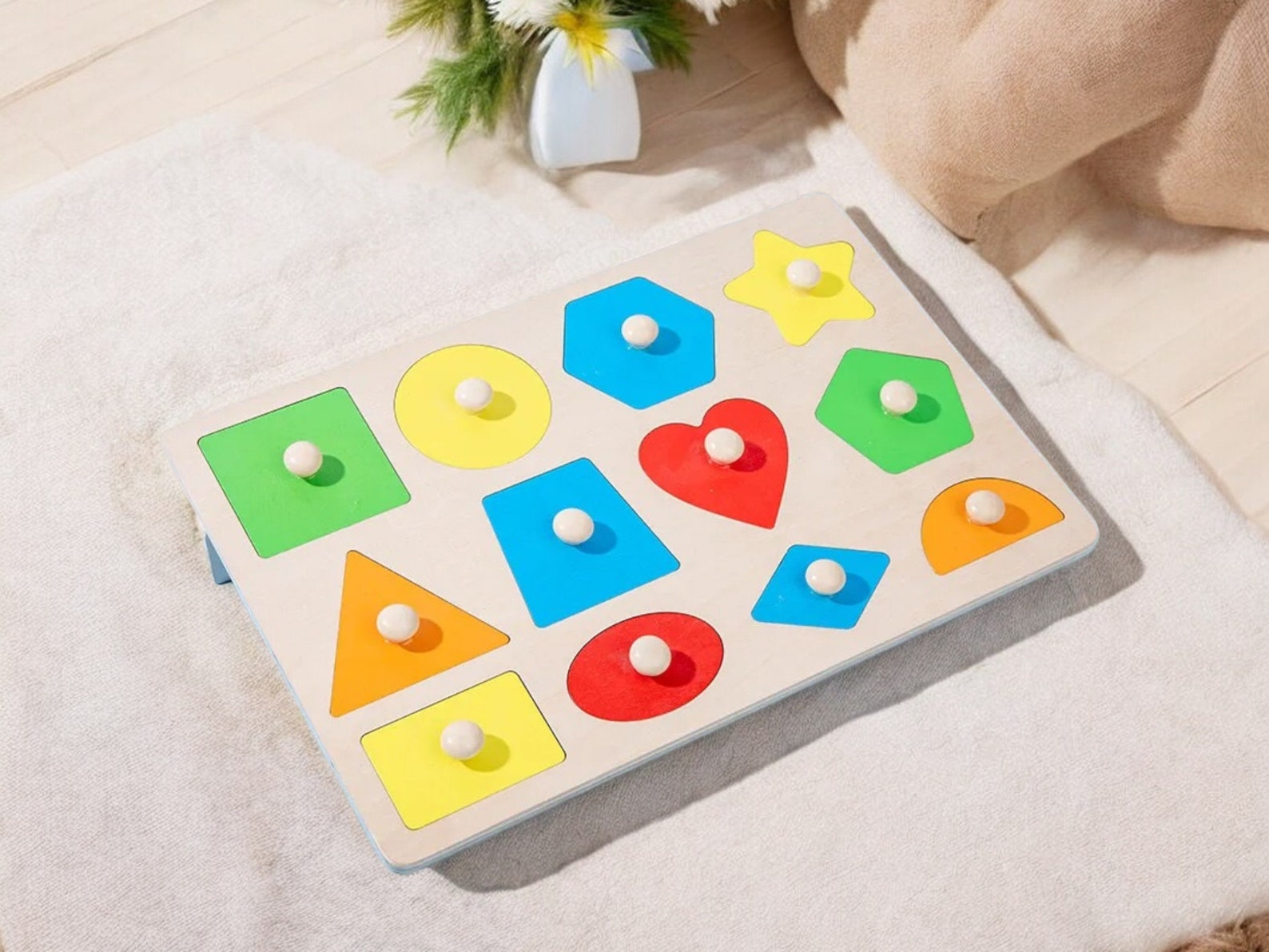 Kids Wooden Shape Sorting Toy Board - Colourful Montessori ...