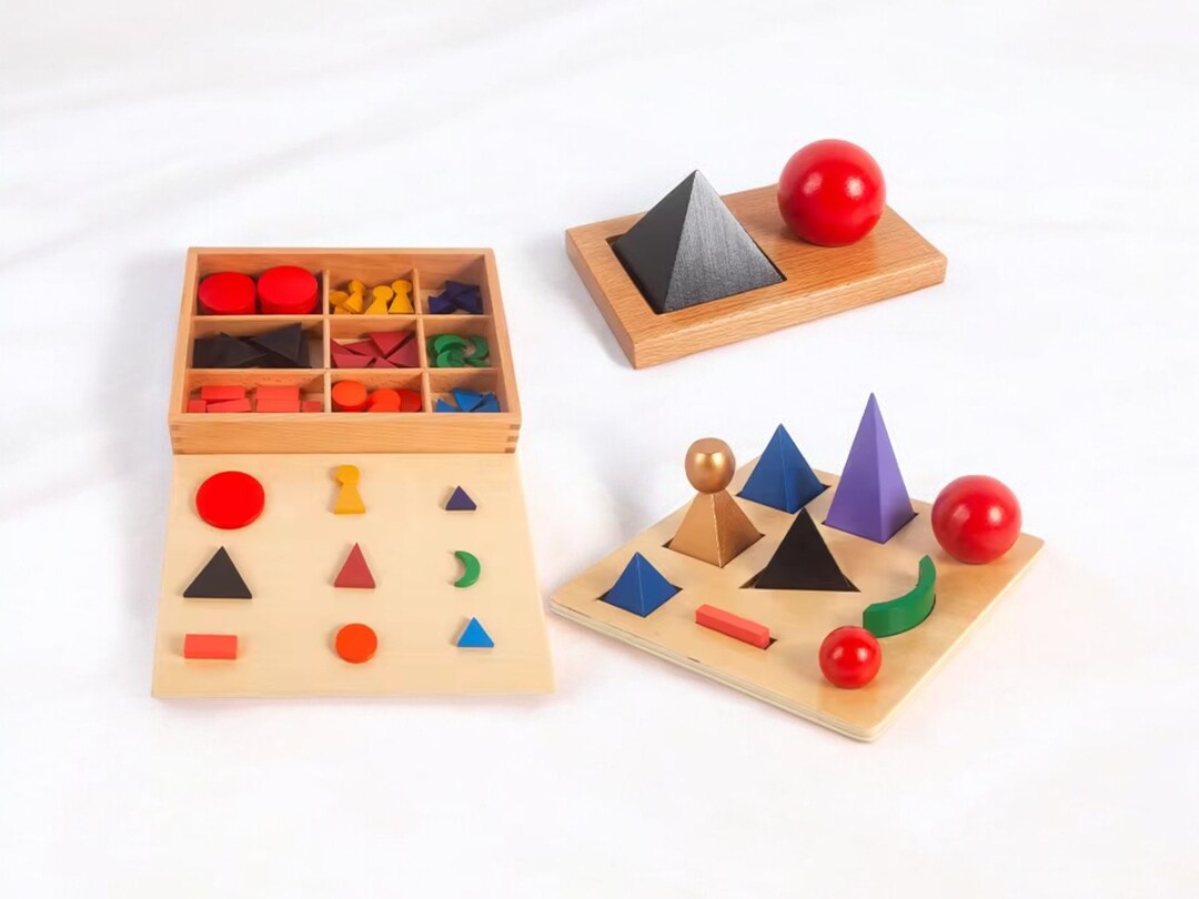Wooden Shape Learning Kids Game Set - Montessori Development - Early ...