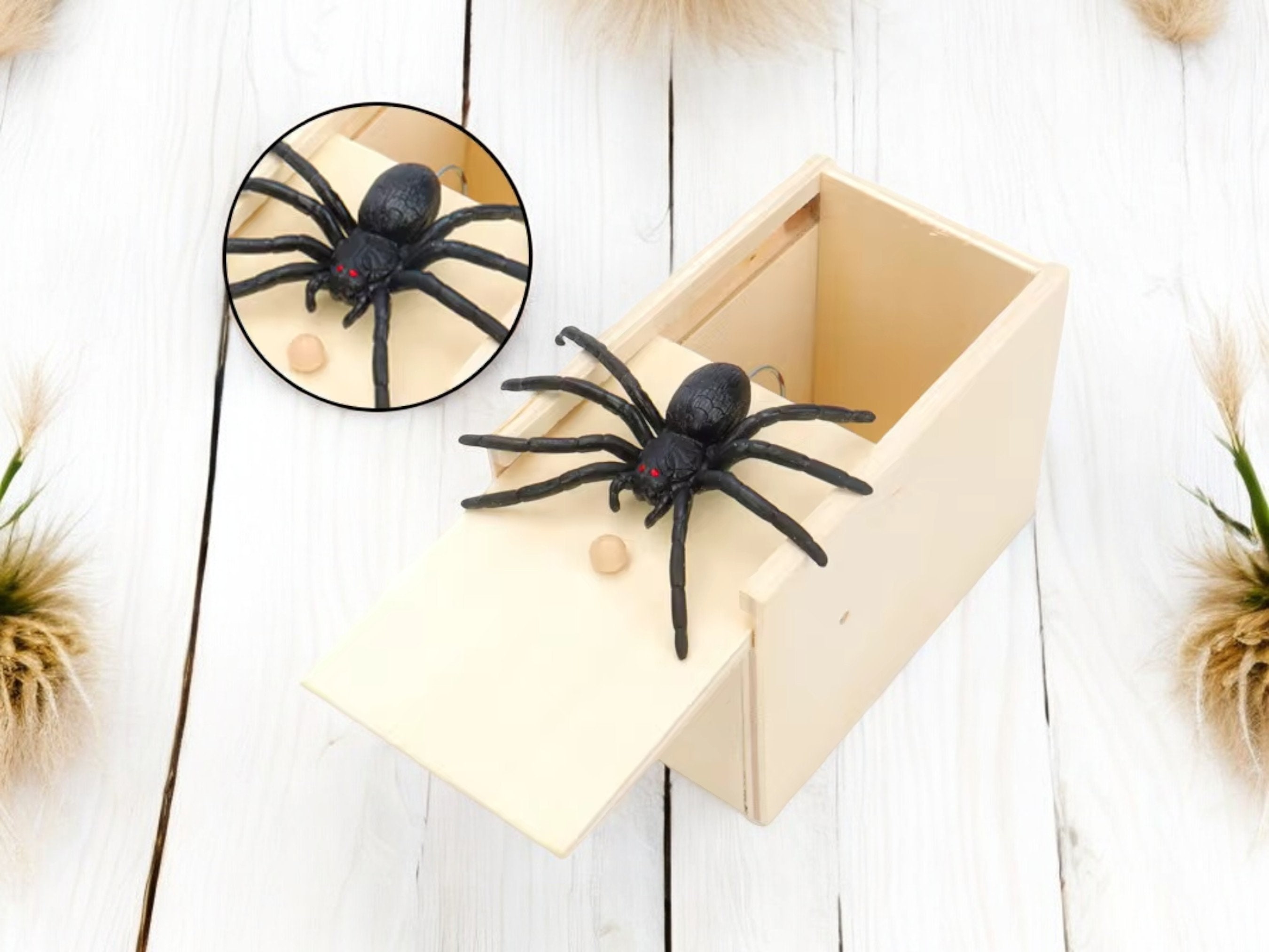 Kids Toy Spider Prank Box - Hilarious Spider Wooden Gadget - Creative ...