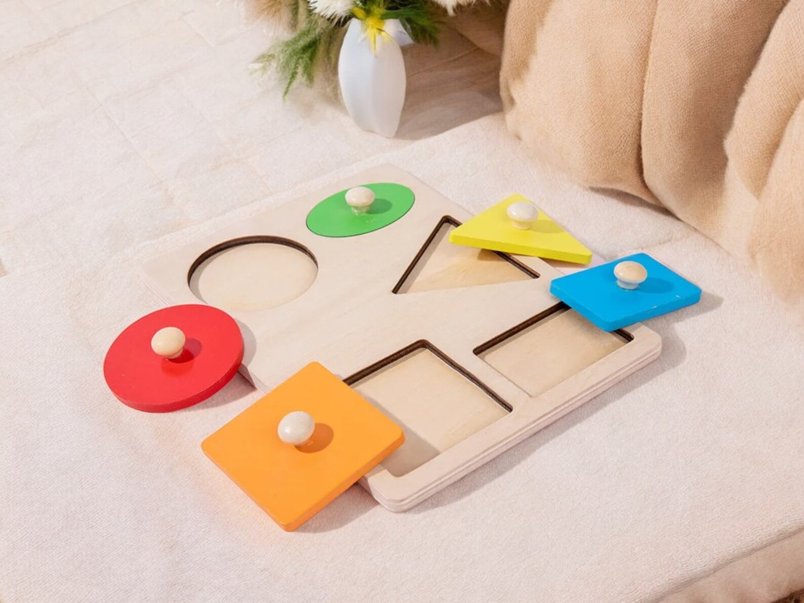 Kids Wooden Shape Sorting Toy Board - Colourful Montessori ...
