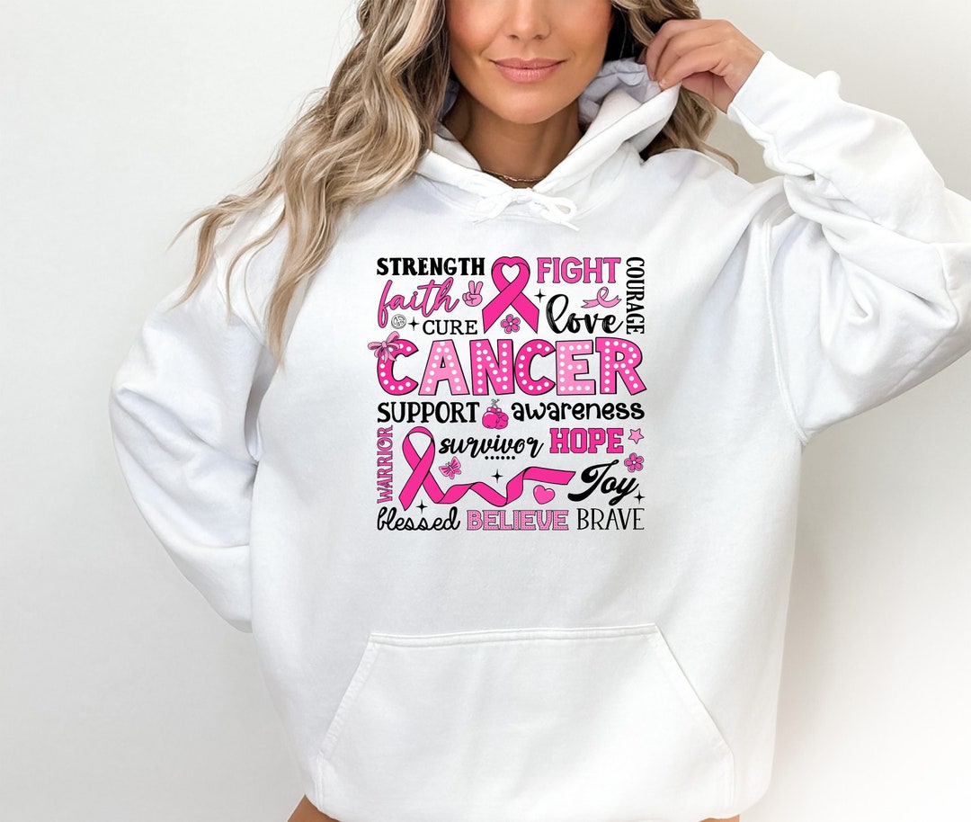 Breast Cancer Hoodie, Cancer Awareness Hoodie, Pink Ribbon Hoodie ...