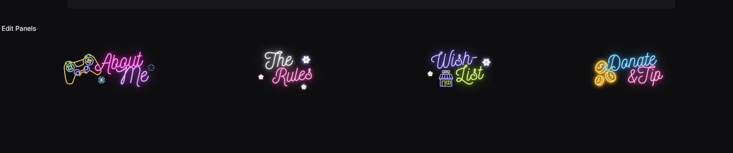 Neon Aesthetic Twitch Panels streamer Assets, Vtuber, Youtube, Kick ...
