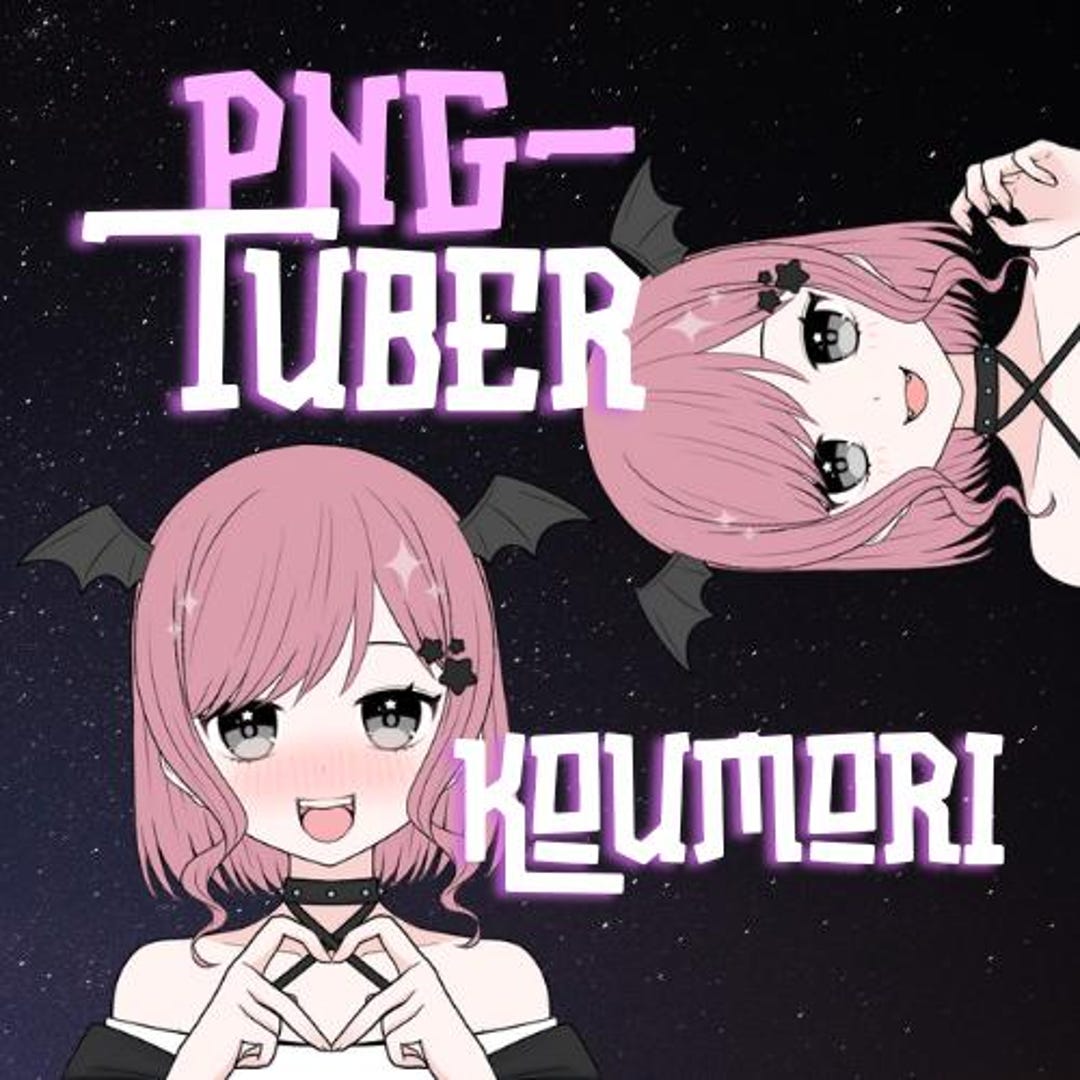 Ready to Use KOUMORI Anime Pink Haired Bat Girl Pngtuber Cute Gaming ...