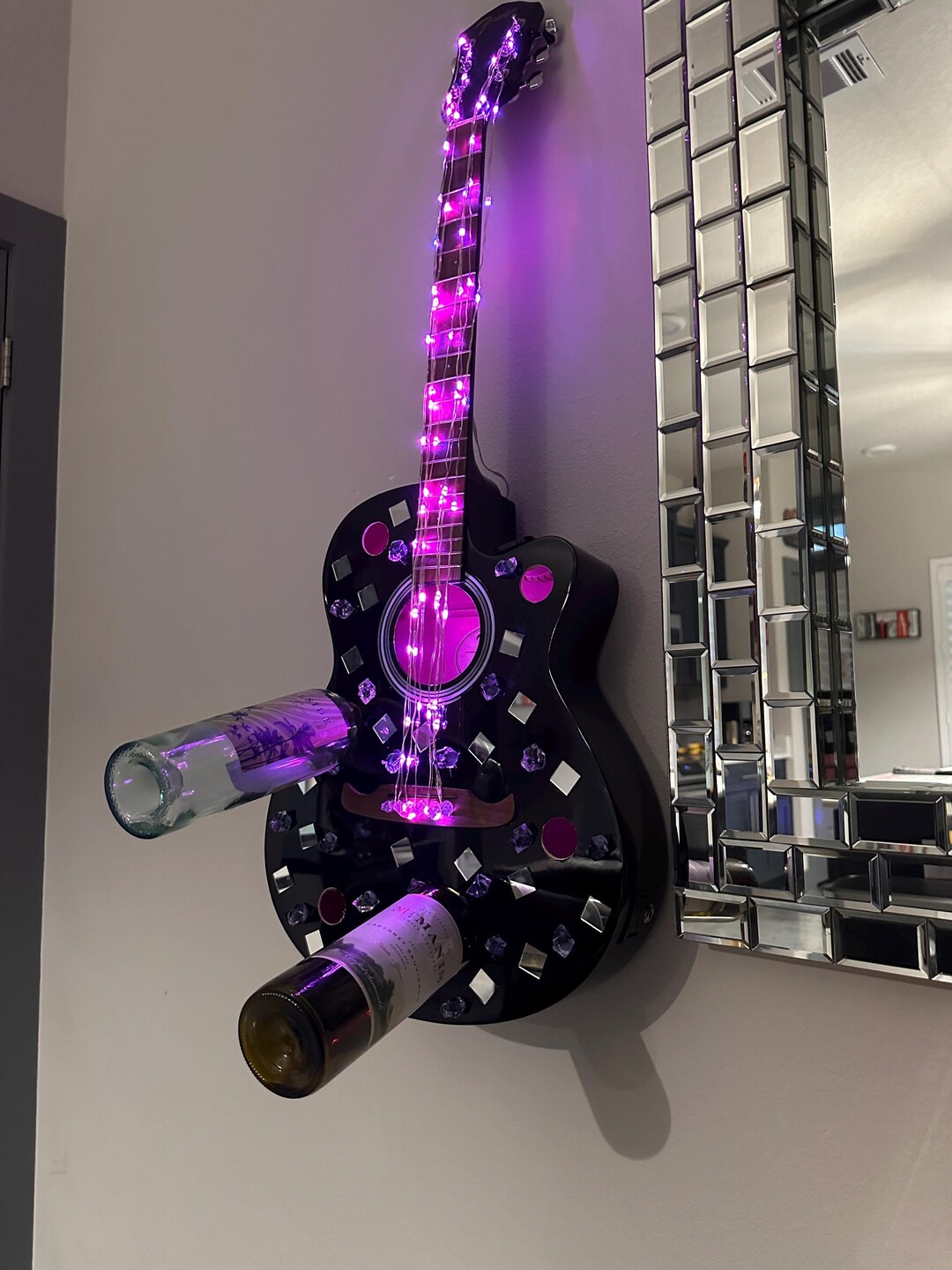 Wall Guitar Wine Rack, That Lights up With Remote - Etsy