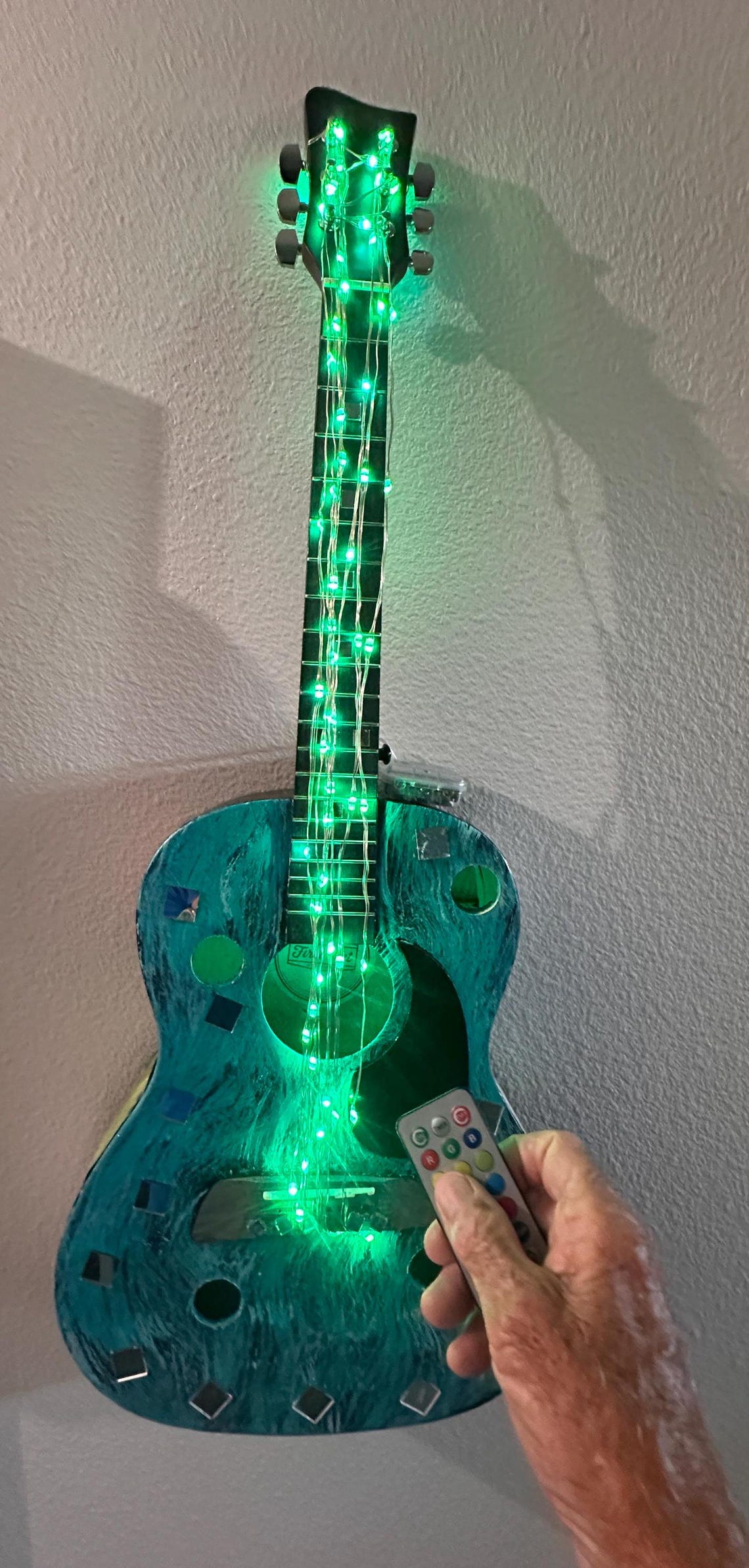 Unique Guitar Wall Hanging Wine Rack With LED Lights for Strings With ...