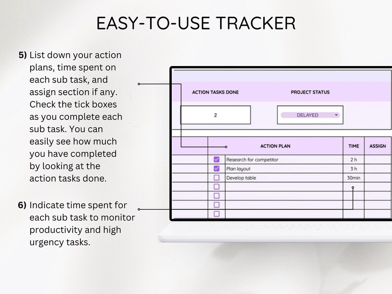 Task Tracker Spreadsheet • Task Manager Template • Editable Task List ...