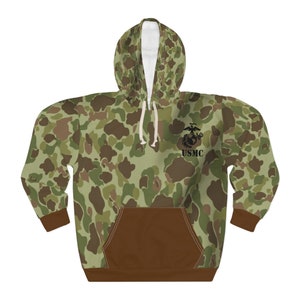 USMC Marine Raider WW2 Frogskin Jungle Camo Unisex Pullover Hoodie AOP ...
