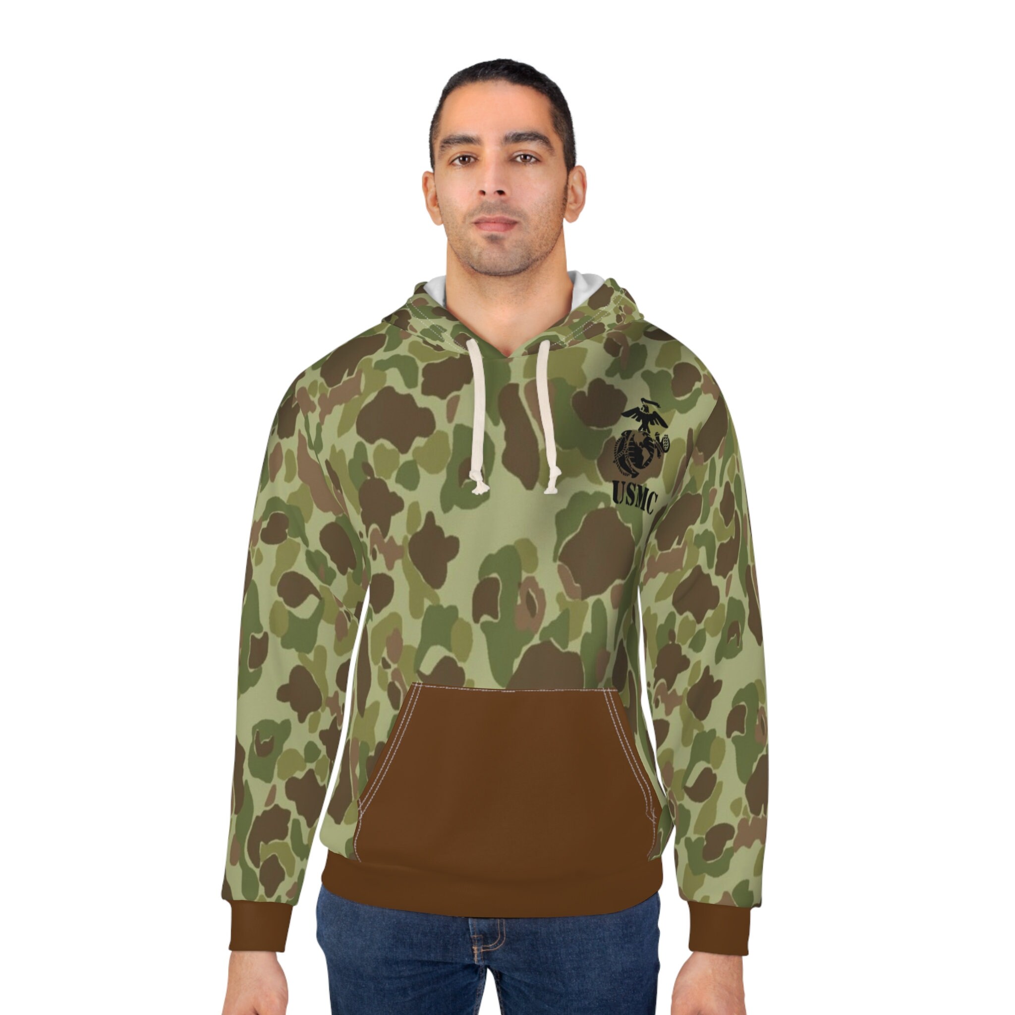 USMC Marine Raider WW2 Frogskin Jungle Camo Unisex Pullover Hoodie AOP ...