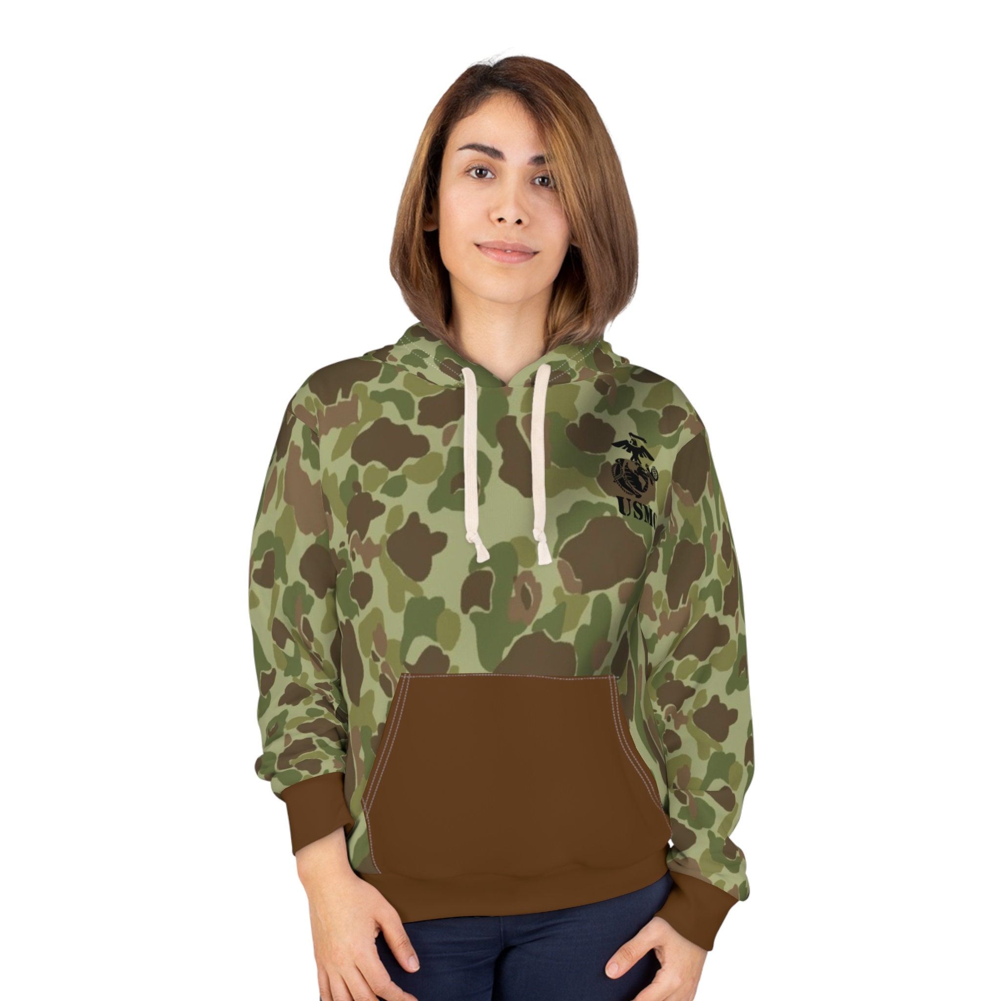 USMC Marine Raider WW2 Frogskin Jungle Camo Unisex Pullover Hoodie AOP ...