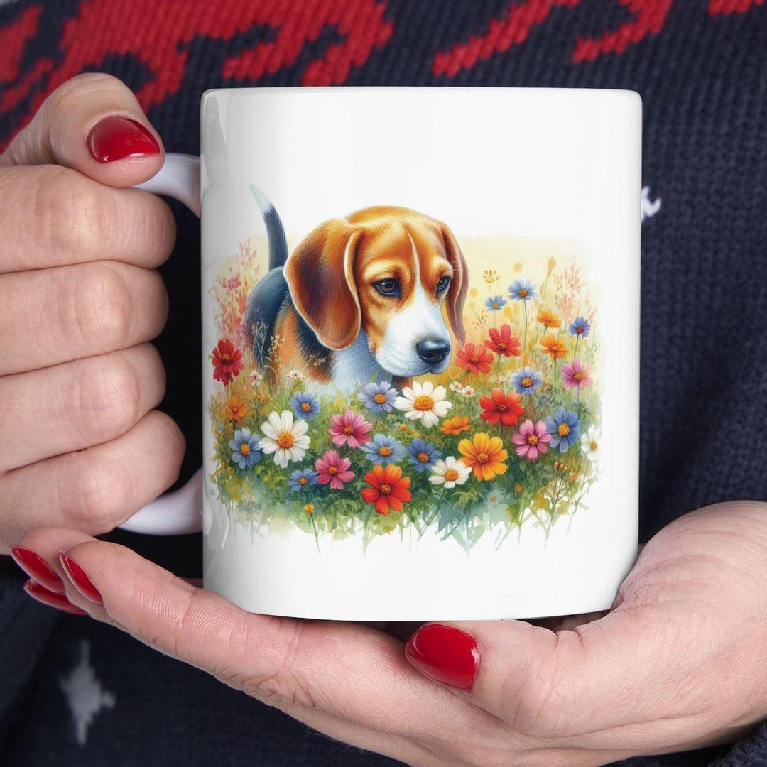 Watercolor Beagle Mug, Ceramic Coffee Cup, Beagle Puppy Dog Mom Gift ...