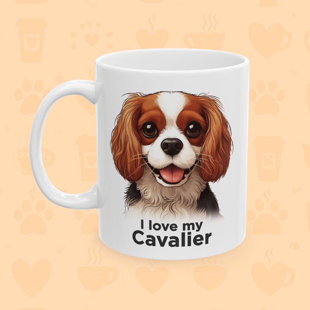 I Love My Cavalier Mug, Cute Ceramic Pet Coffee Cup, Dog Lover Gift ...