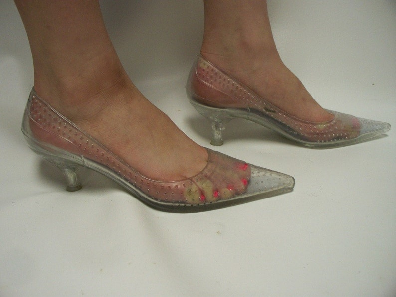 Vintage 80s Crystal Clear Jelly Pumps Shoes Size 8 Euro Etsy