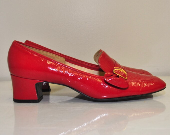 Cherry Red Patent Leather Heels / Vintage 60s / Size 8 - Etsy