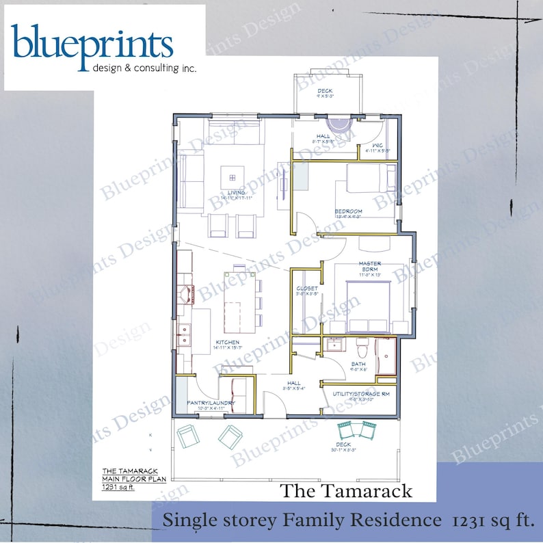 Tamarack 1230 Sq Ft Concept House Plan-one Storey, 2 Bedrooms, Small ...