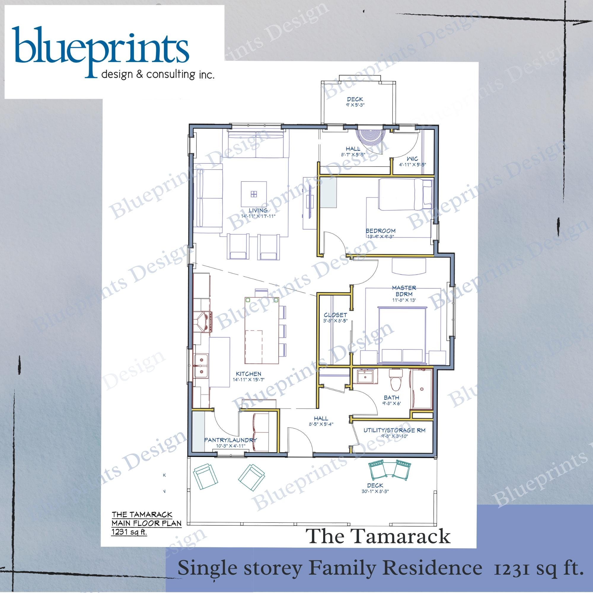 Tamarack 1230 Sq Ft Concept House Plan-one Storey, 2 Bedrooms, Small ...