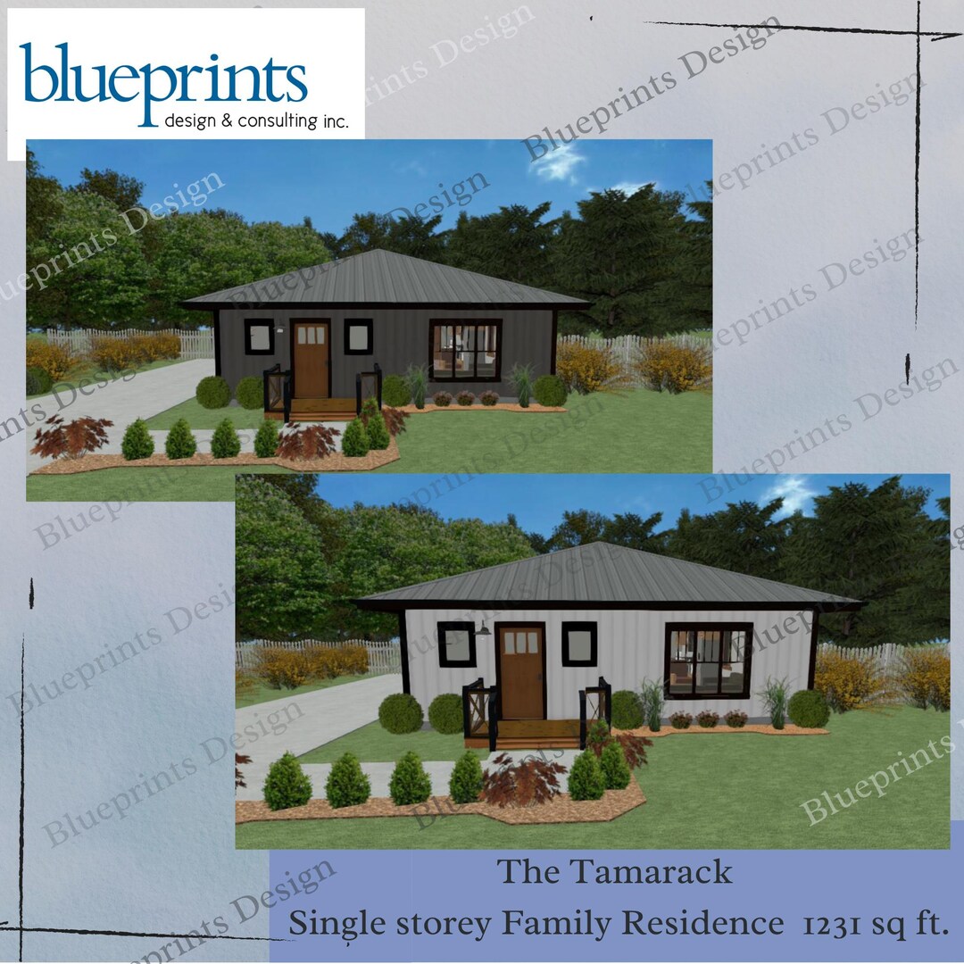 Ontario BCIN Tamarack 1230 Sq Ft House Plan-one Storey, 2 Bedrooms ...
