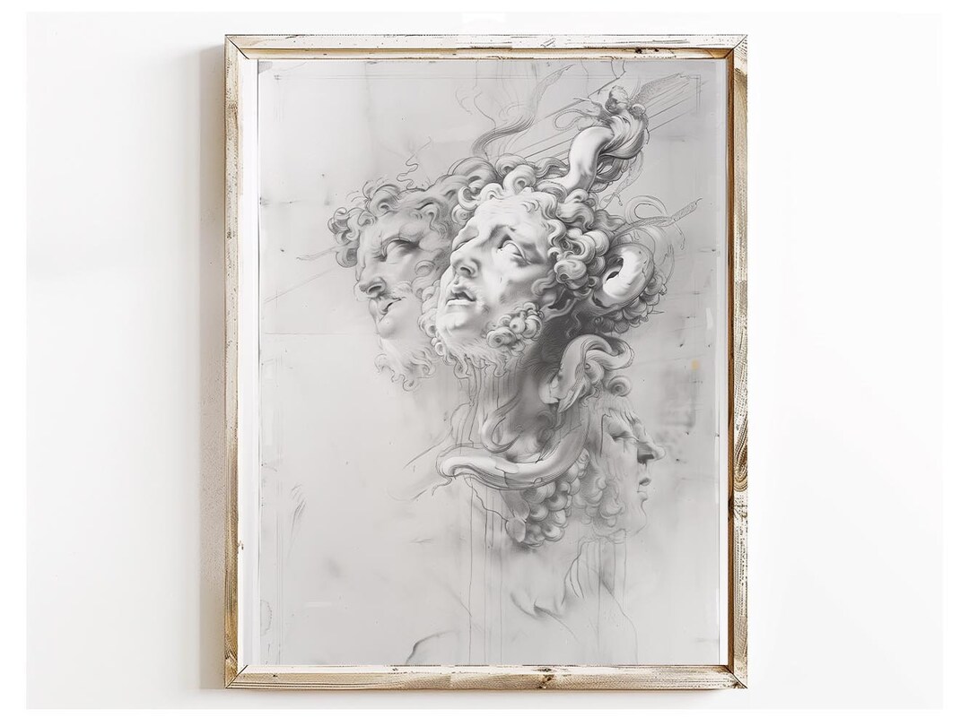 Antique Portrait Ancient Faces Myhtologic Head Vintage Bust Historic ...