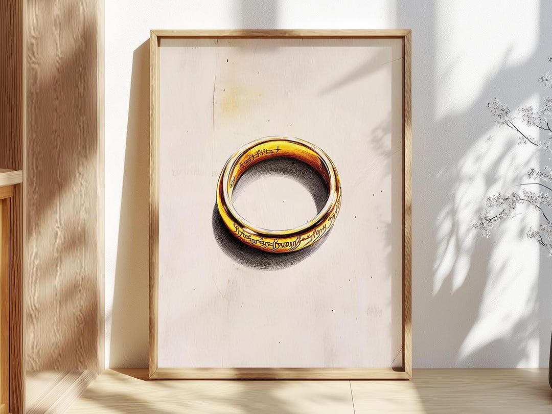 One Ring to Rule Them All LOTR Sketch Wall Art Ancient Middle Earth ...