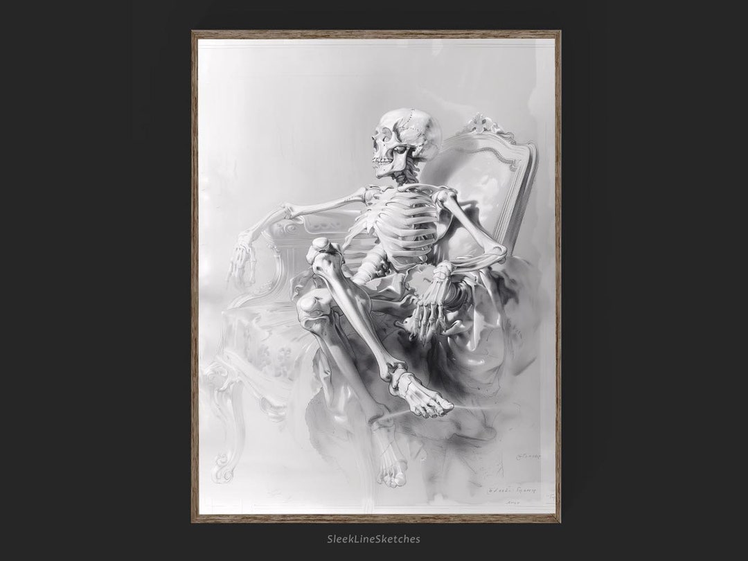 Antique Line Skeleton Ancient Vintage Anatomical Art Aesthetic Bones ...
