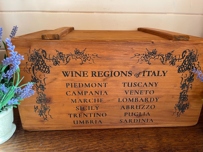 Rustic Pine Wood Lidded Storage Crate: Wine Regions - Etsy