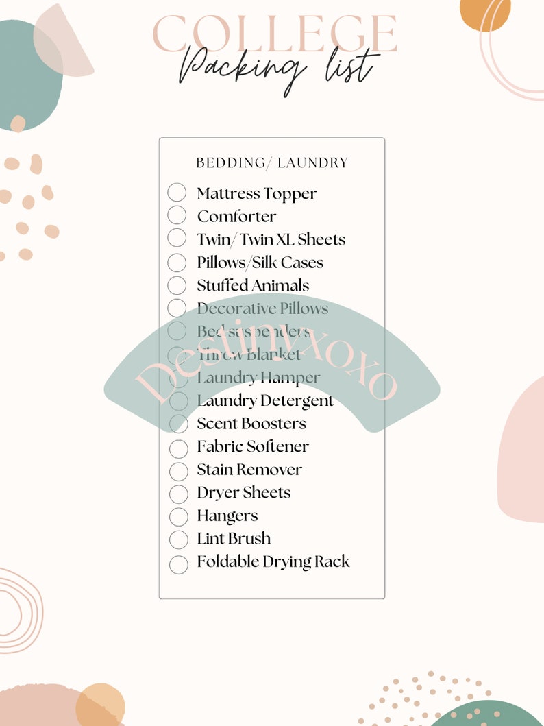 ULTIMATE College Dorm Packing List for Girls- Checklist Template- Dorm ...