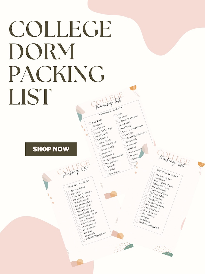 ULTIMATE College Dorm Packing List for Girls- Checklist Template- Dorm ...